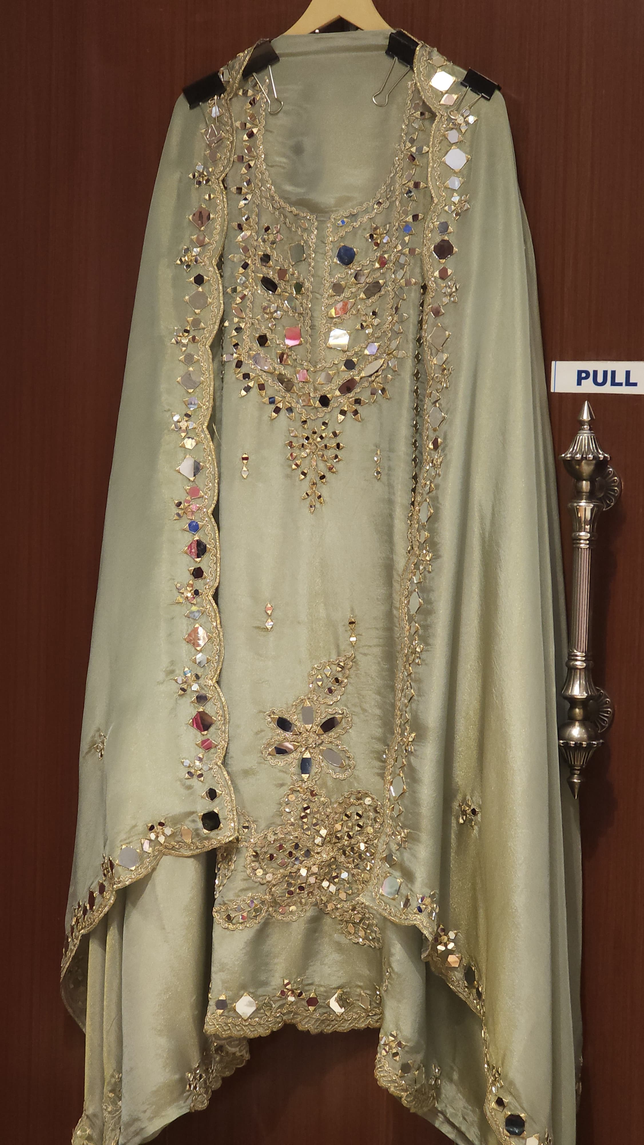 Luxury Mirror Work Ensemble - New Sage Green – Parkash Shoppe